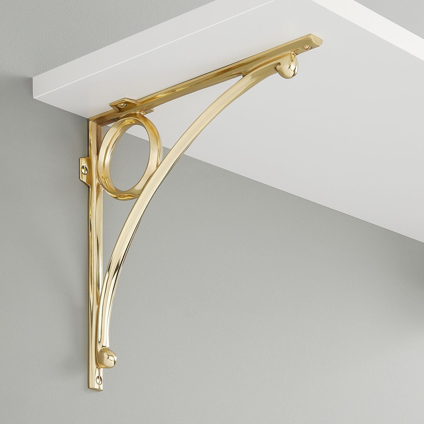 10-1/4" Levios Brass Shelf Bracket - Polished Brass | Signature Hardware