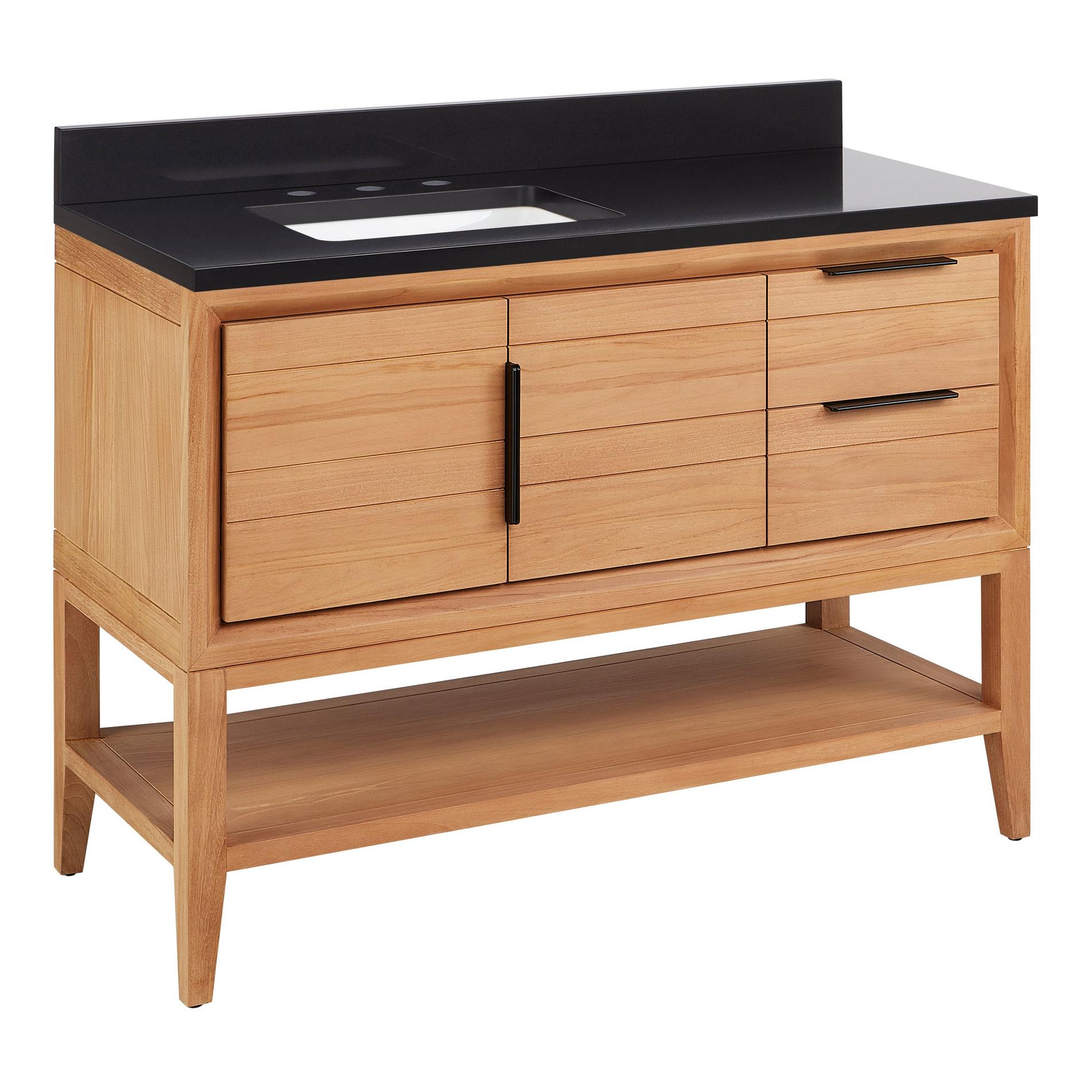 48" Aliso Left Offset Vanity with Rect Undermount - Outlets - Natural ...