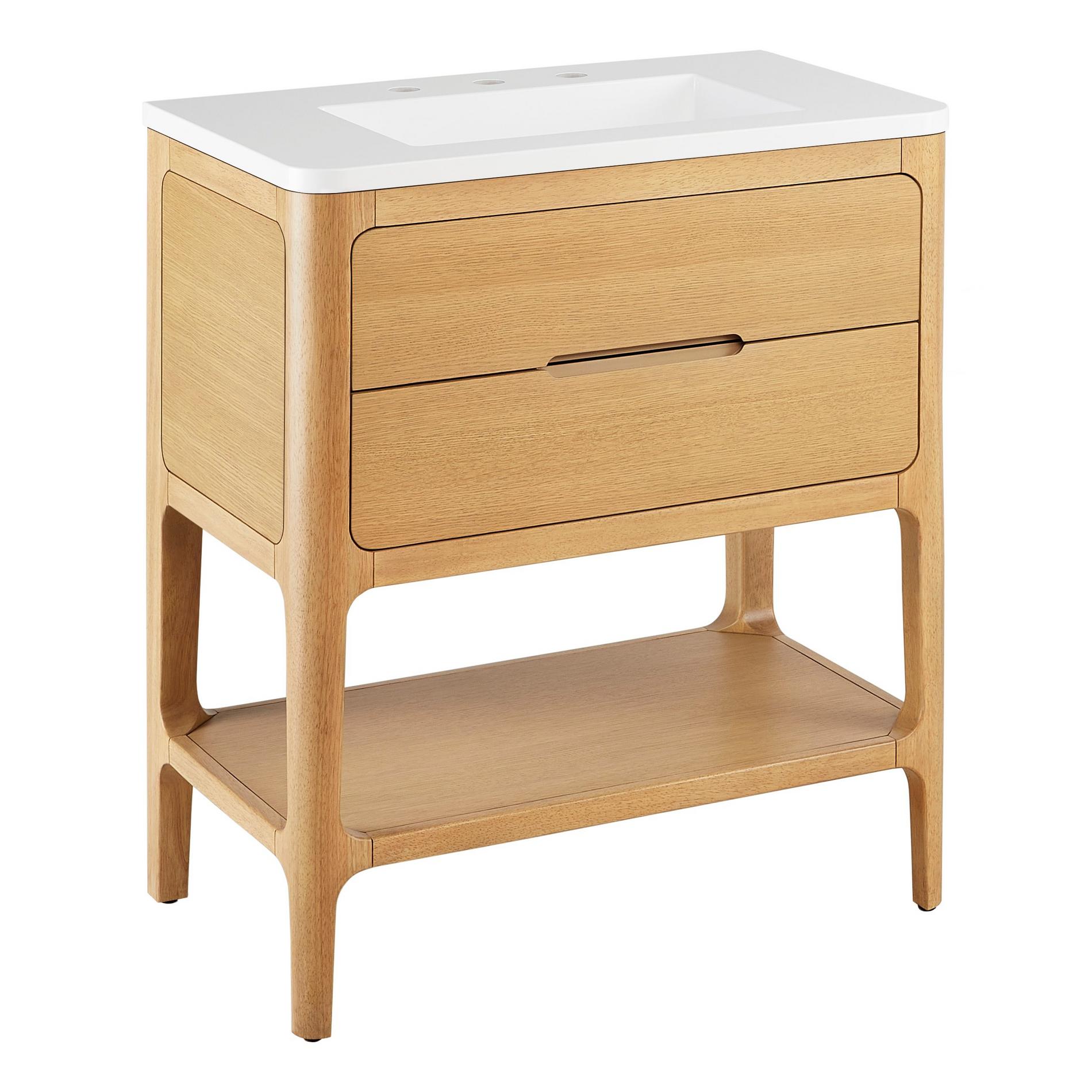 30" Rheya Narrow Console Vanity and Sink - Blonde Oak | Signature Hardware