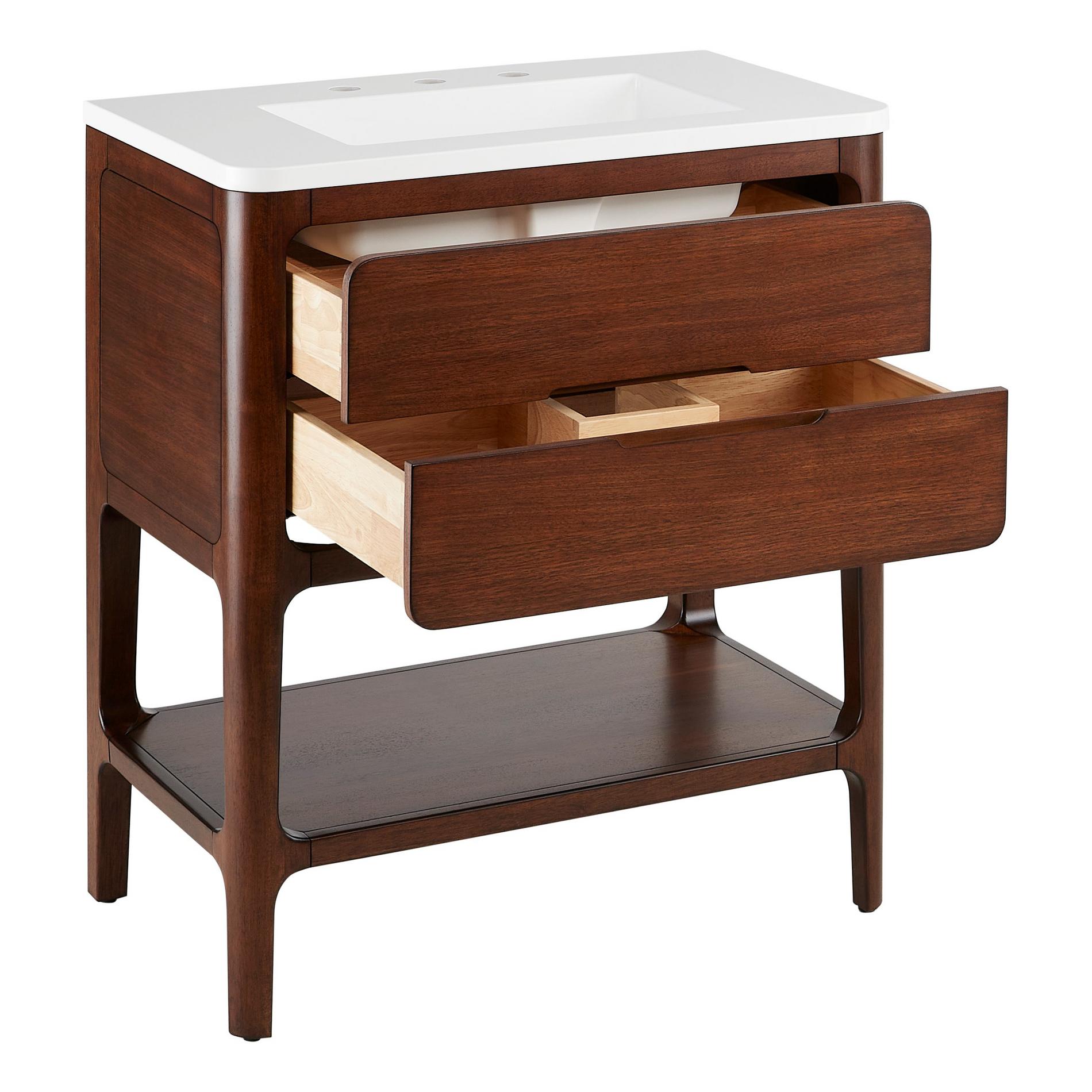 30" Rheya Narrow Console Vanity and Sink - Winterland Walnut ...