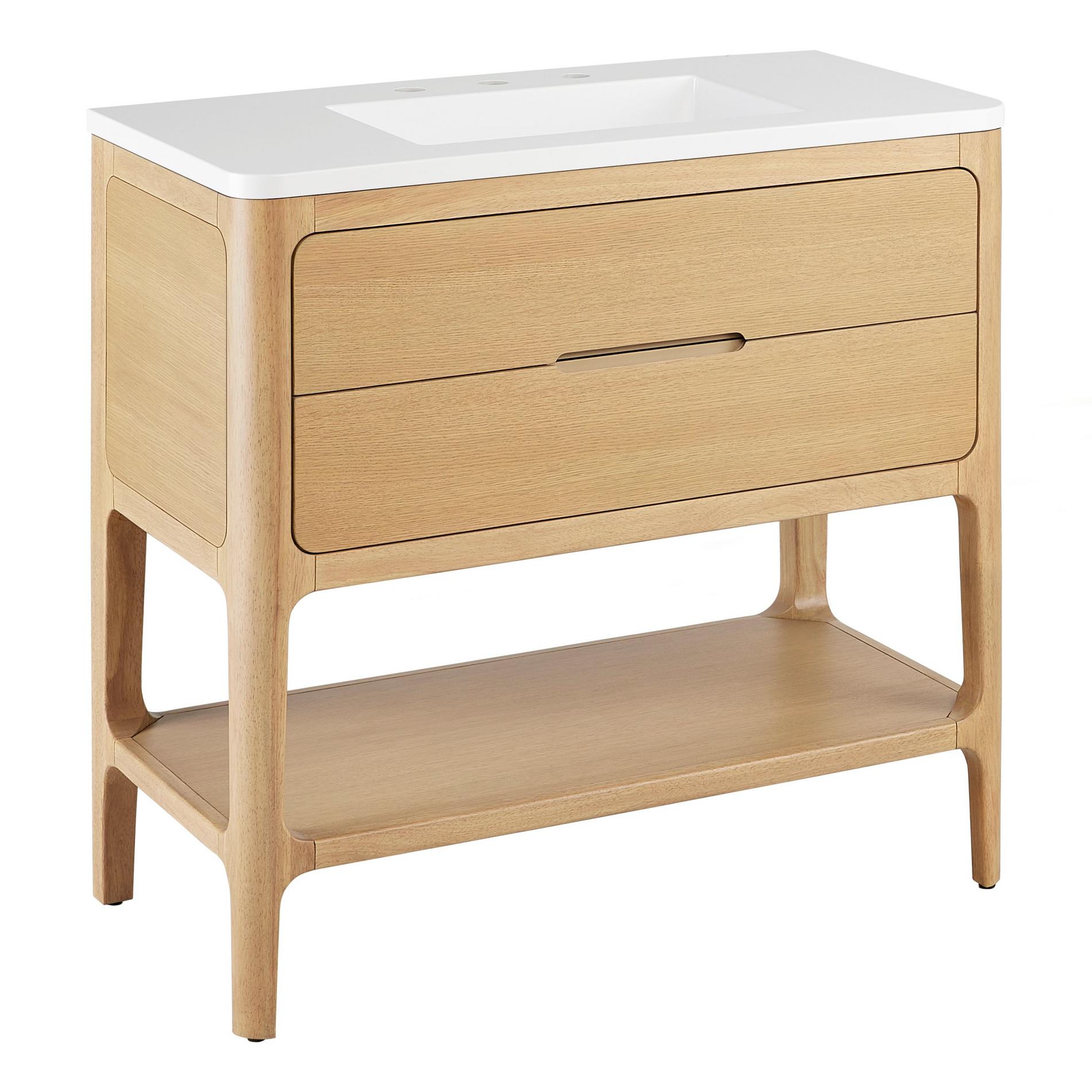 36" Rheya Narrow Console Vanity and Sink - Blonde Oak | Signature Hardware