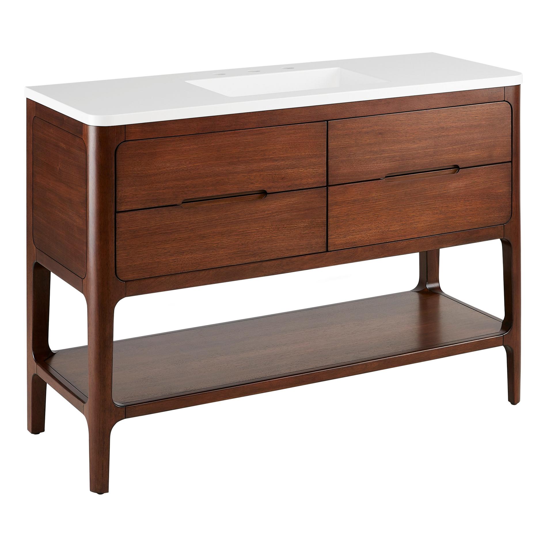 48" Rheya Narrow Console Vanity and Sink - Winterland Walnut ...