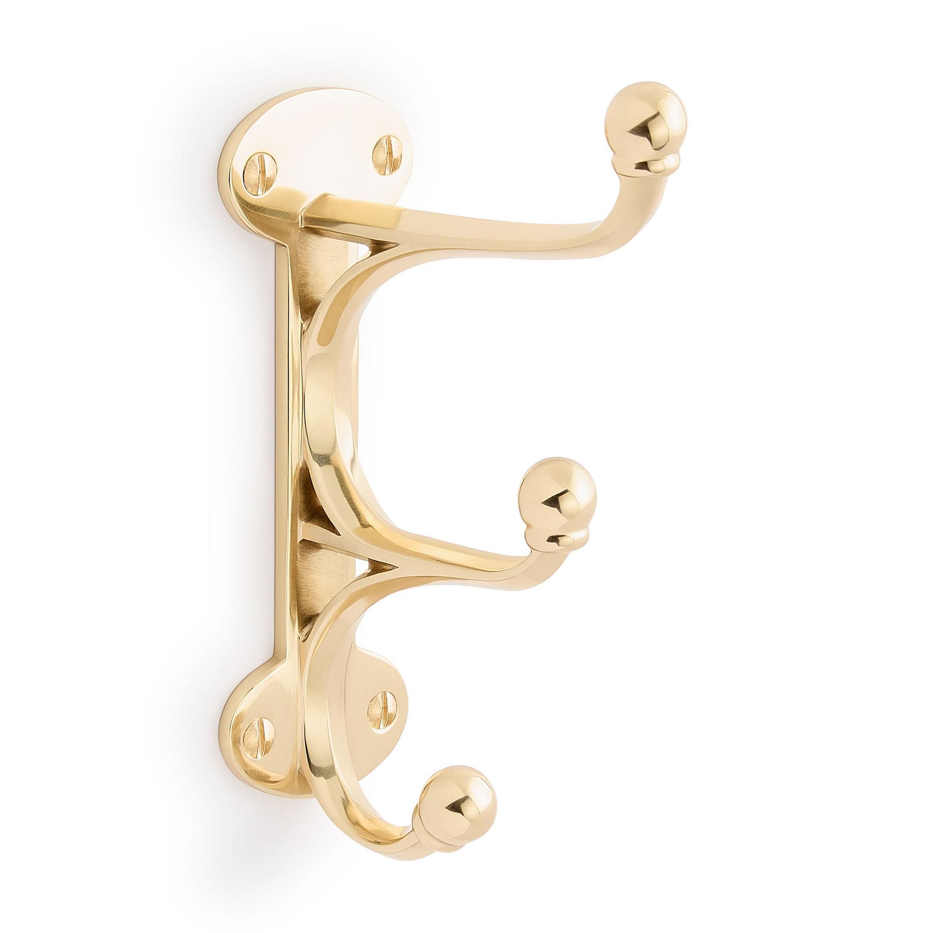 Prue Brass Triple Hook - Polished Brass | Signature Hardware