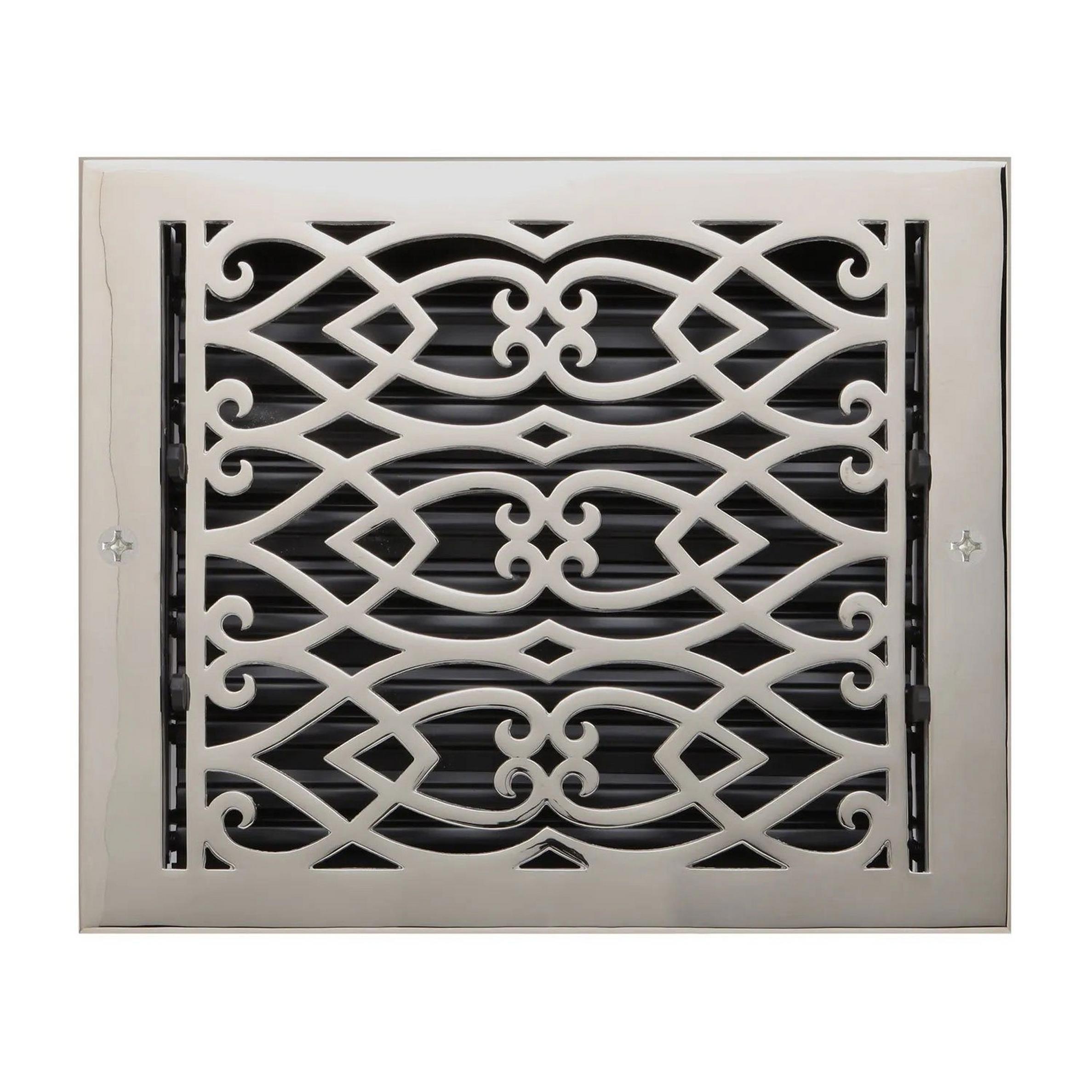 Victorian Brass Wall Register - Brushed Nickel 12" x 12" (13-7/8" x 13 ...