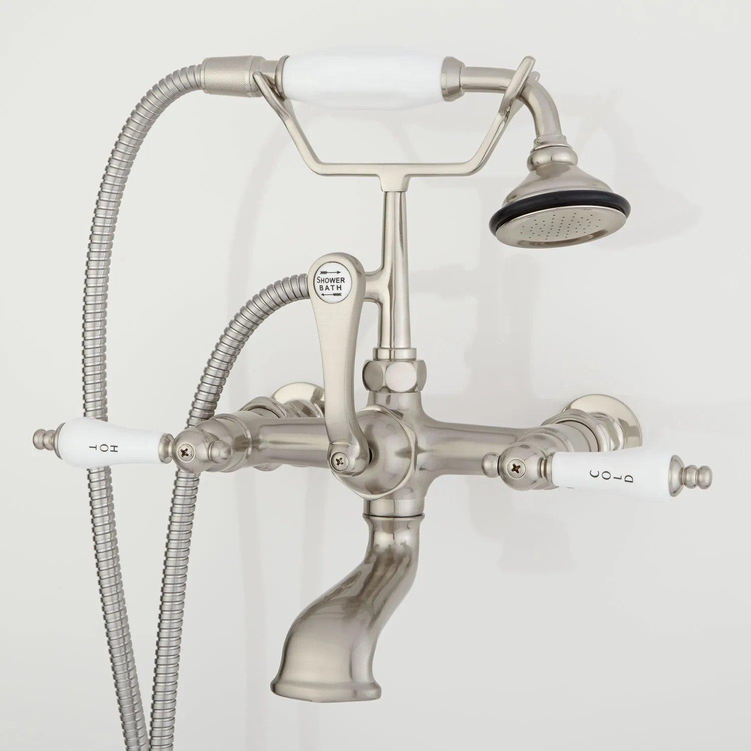 Wall-Mount Telephone Faucet with Porcelain Lever Handles and 4" Wall ...