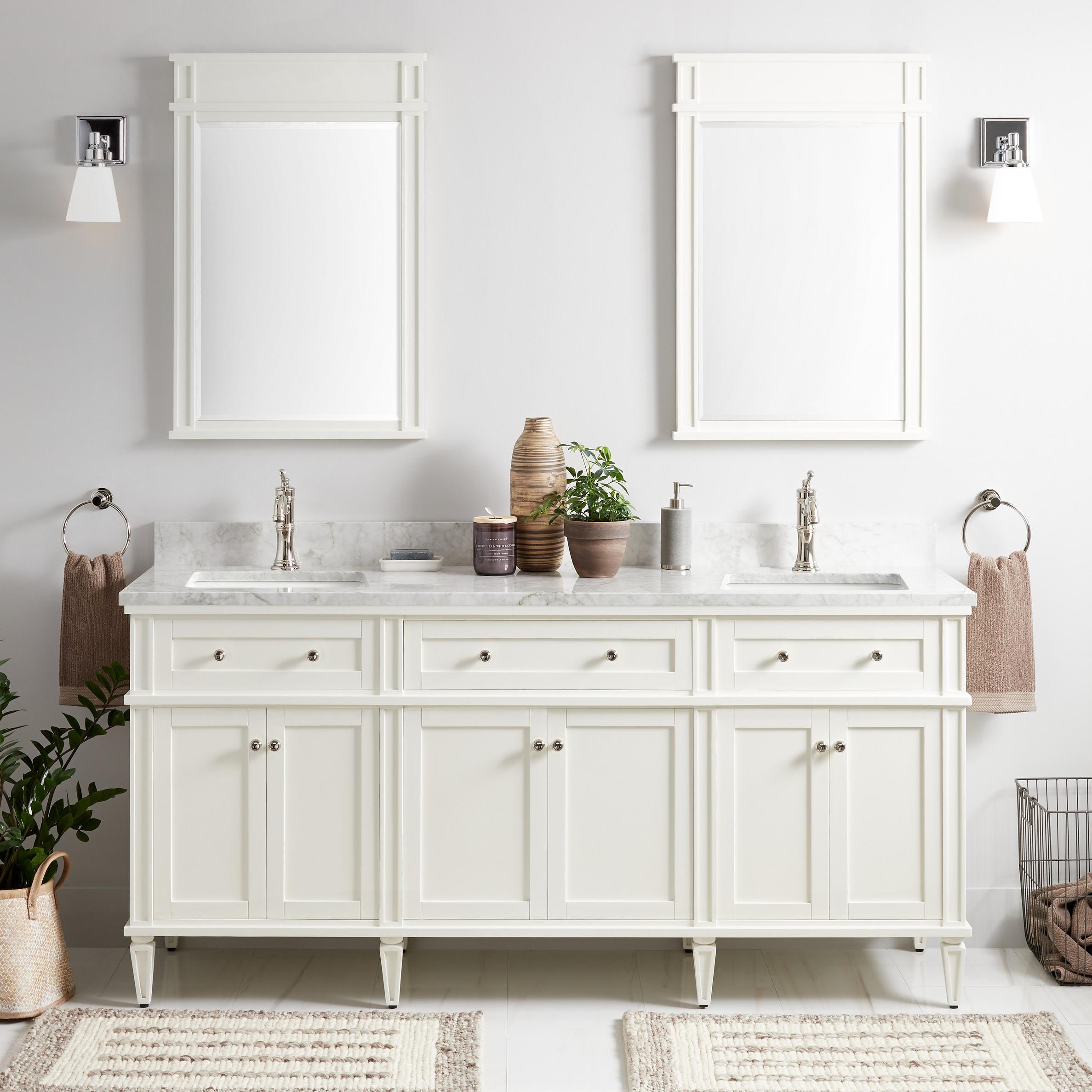 72" Elmdale Double Vanity for Rectangular Undermount Sinks - White ...