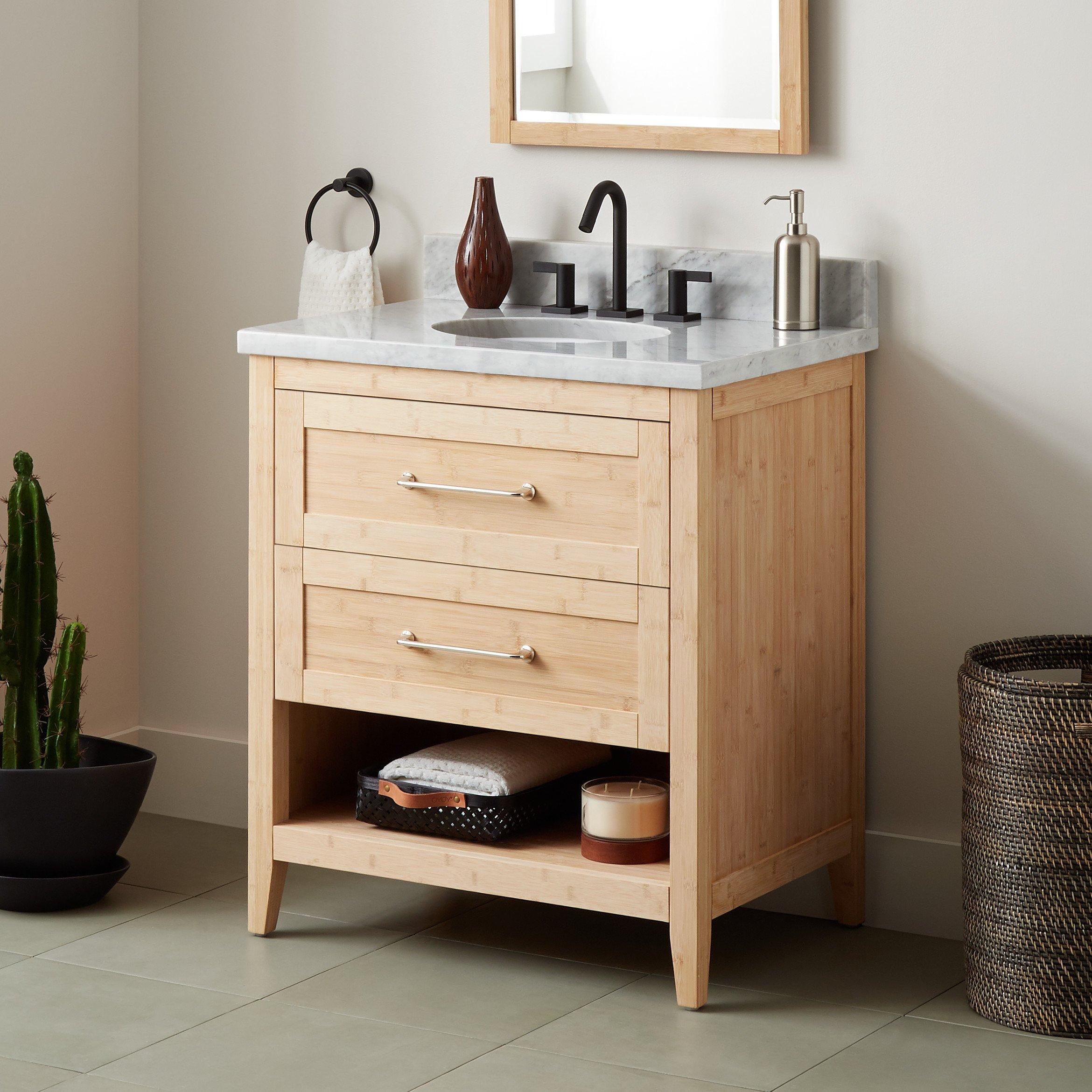 30 Burfield Bamboo Vanity for Undermount Sink Natural Bamboo Signature Hardware
