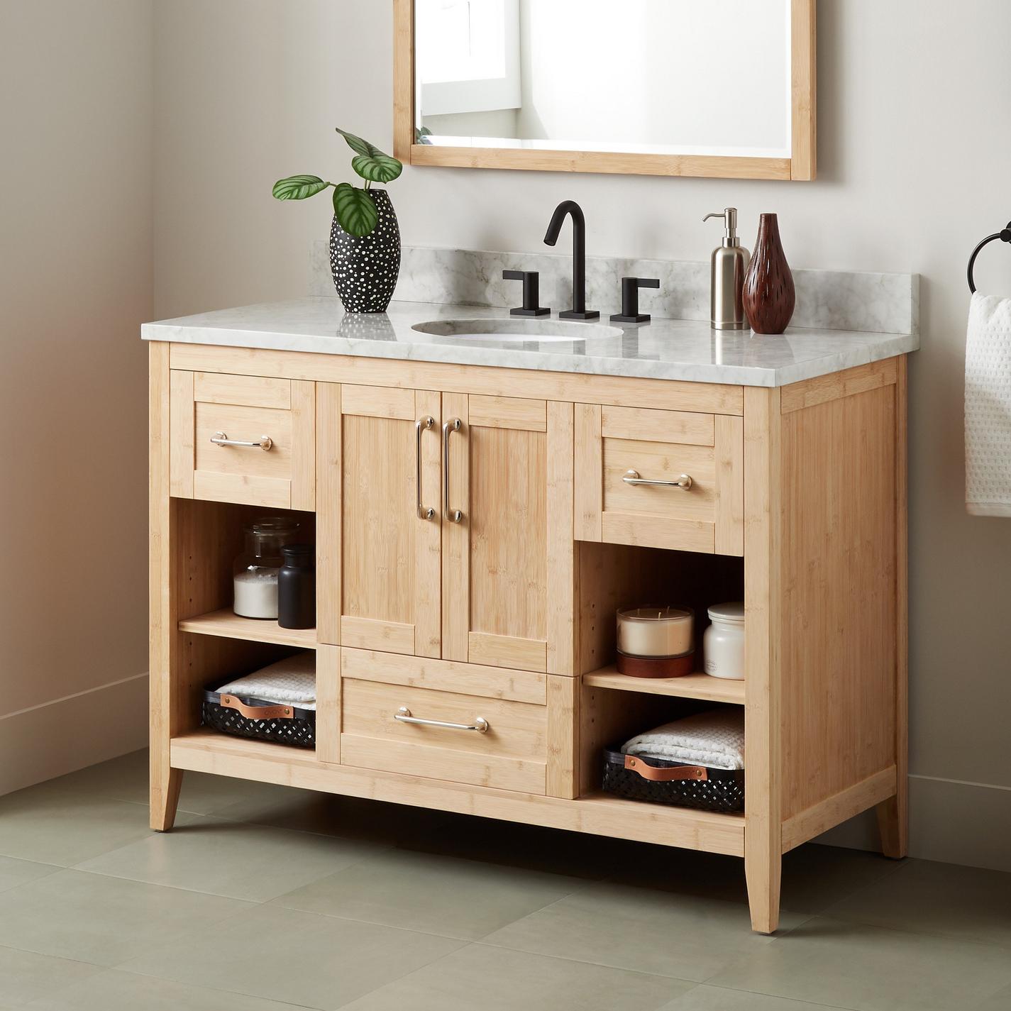48" Burfield Bamboo Vanity for Undermount Sink - Natural Bamboo ...