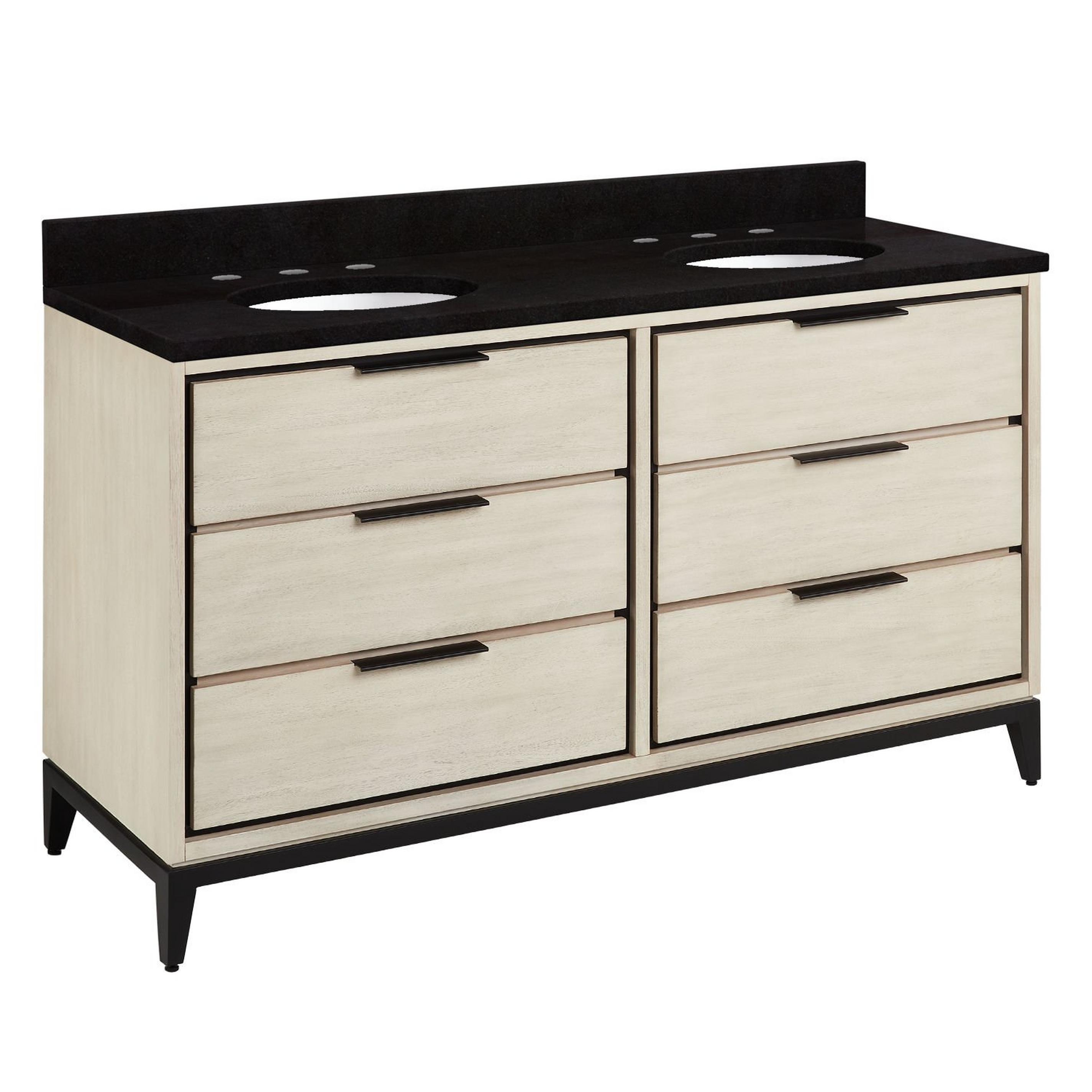 60" Hytes Mahogany Double Vanity With Undermount Sinks - Sky Gray ...