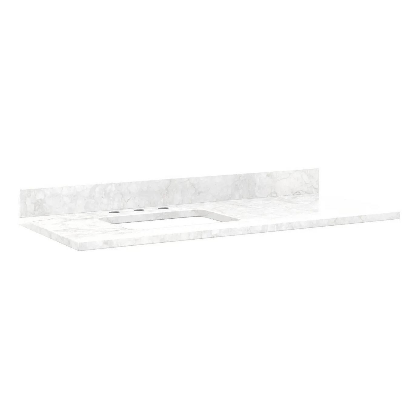 43" x 22" 3cm Granite Vanity Top For Left Offset Rectangular Undermount ...