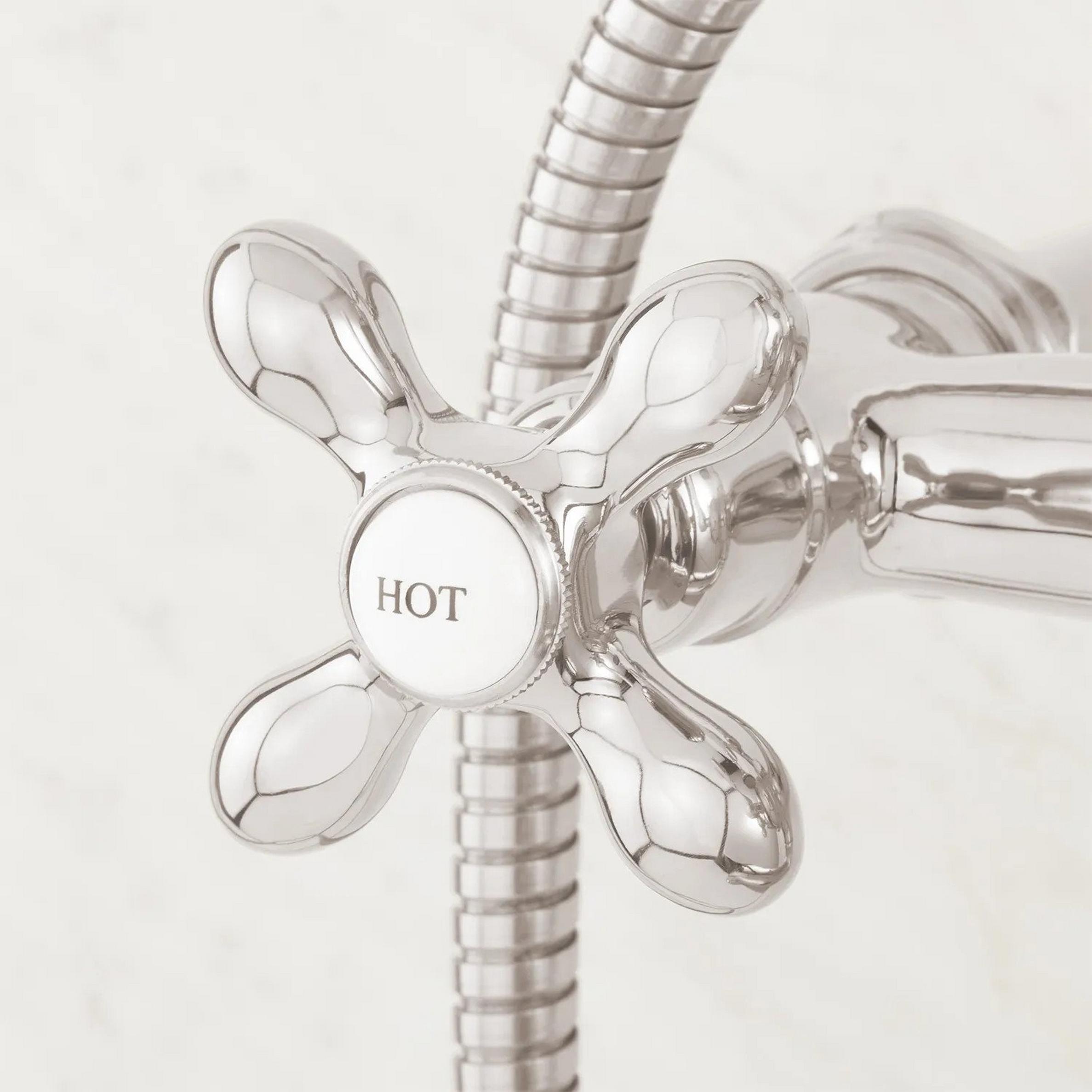 Wall-Mount Telephone Faucet with Cross Handles and 4" Wall Couplers ...