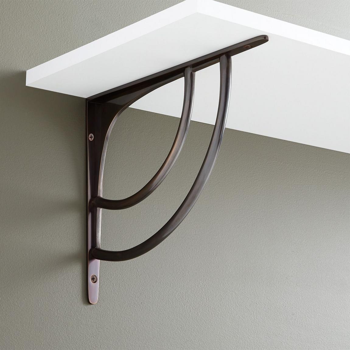 Terza Brass Shelf Brackets - Satin Brass | Signature Hardware